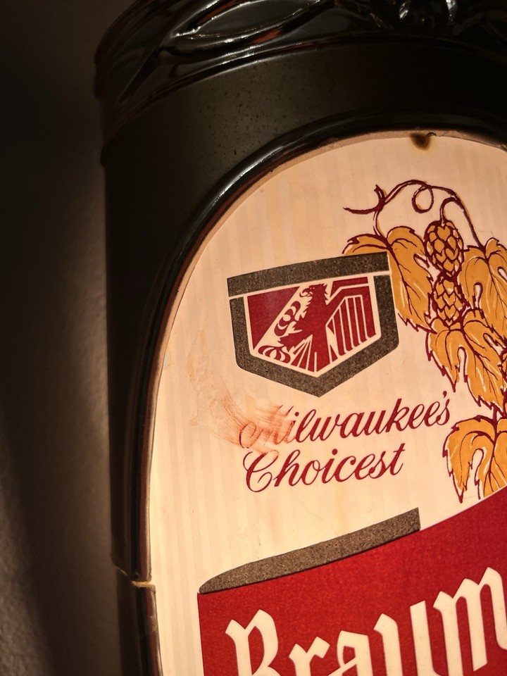 Braumeister Vintage Milwaukee Beer Stein Lighted Tavern Sign Man Cave ...