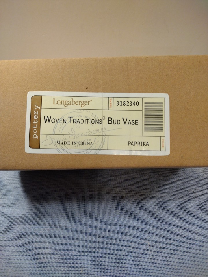 Longaberger Pottery Paprika Sweetheart Bud Vase Woven Traditions ...
