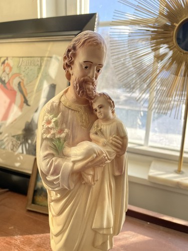 Vintage St. Joseph Baby Jesus Holy Roman Catholic Chalkware Statue 14 ...