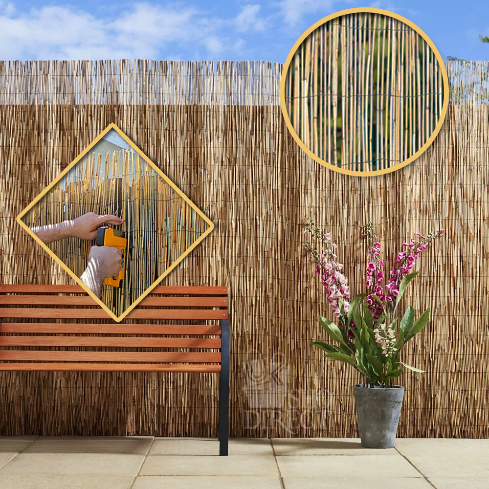 Bamboo Reed Garden Fence Split Bamboo Garden Fence Screening: Natural