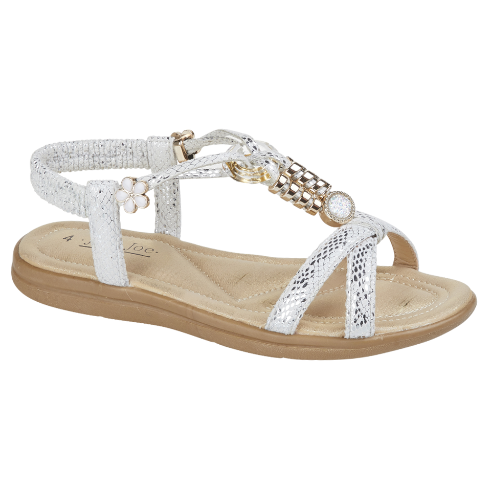 Jo & Joe Ladies Open Toe Elastic Slingback Slip On Strappy T-bar Flat ...