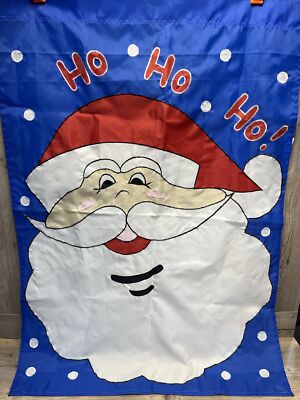 Christmas Vintage Jolly Santa Claus HO HO HO Yard Flag 28” X 40” Large ...