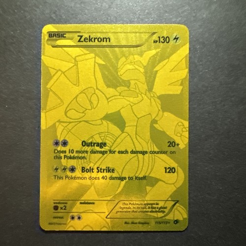 Zekrom Gold Secret Rare Full Art Pokemon Card 115/113 Legendary ...
