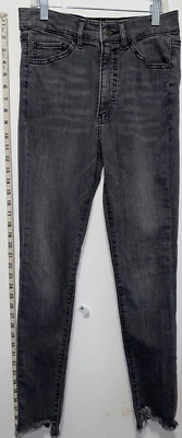 Express Jeans Size 4R Skinny High Rise Hyper Stretch Denim Raw Hem Acid ...