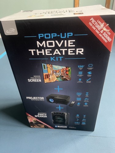 iLive Pop Up Movie Theater Kit w/ Screen. Projector & Speaker ...