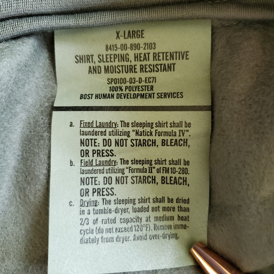 Military Sleep Shirt Men's XL Hunting Camping Pullover Green 1/4 Zip ...