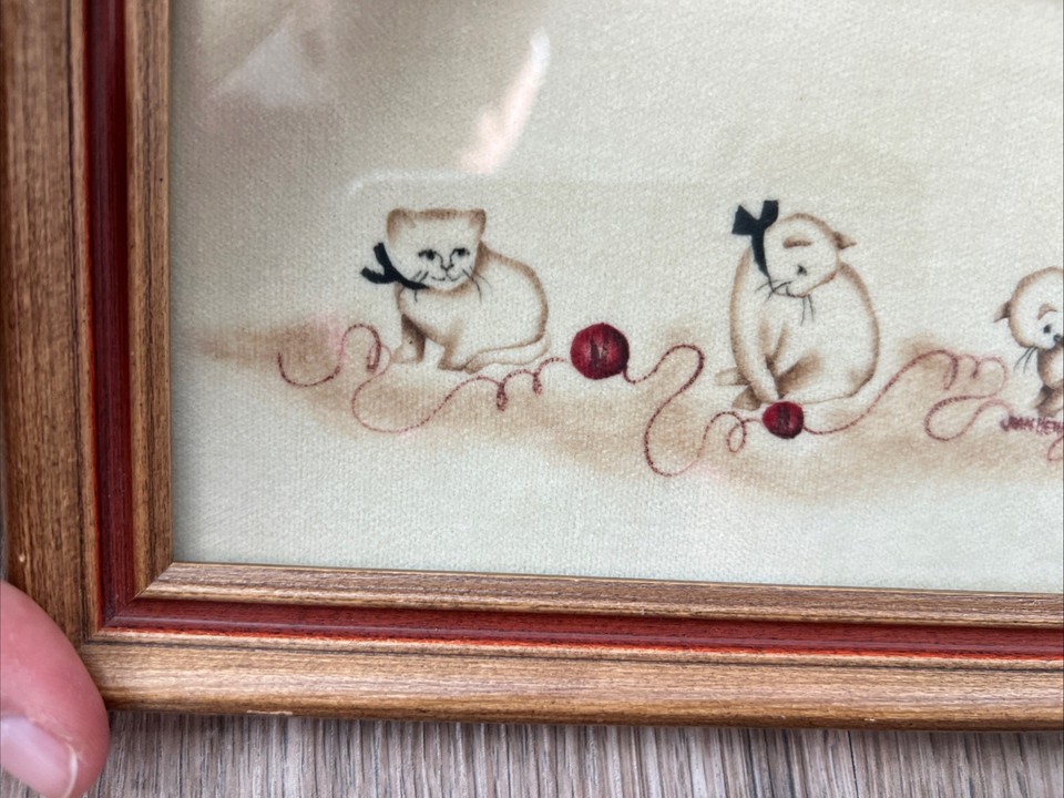 Jean Henry Theorem Mini Art Cats Yarn American Folk Art Framed Hand ...