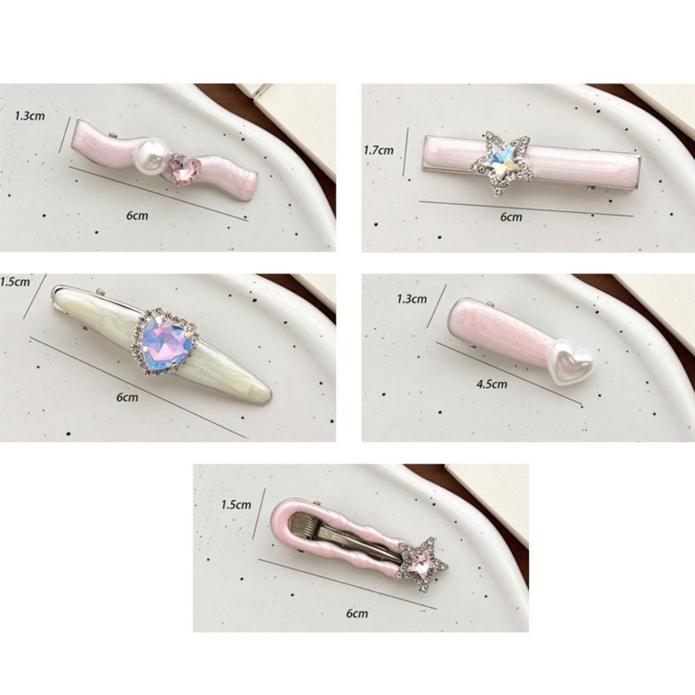 1/5PCS Candy Color Girl Side Clip Pink Rhinestone Hair Clips Female | eBay