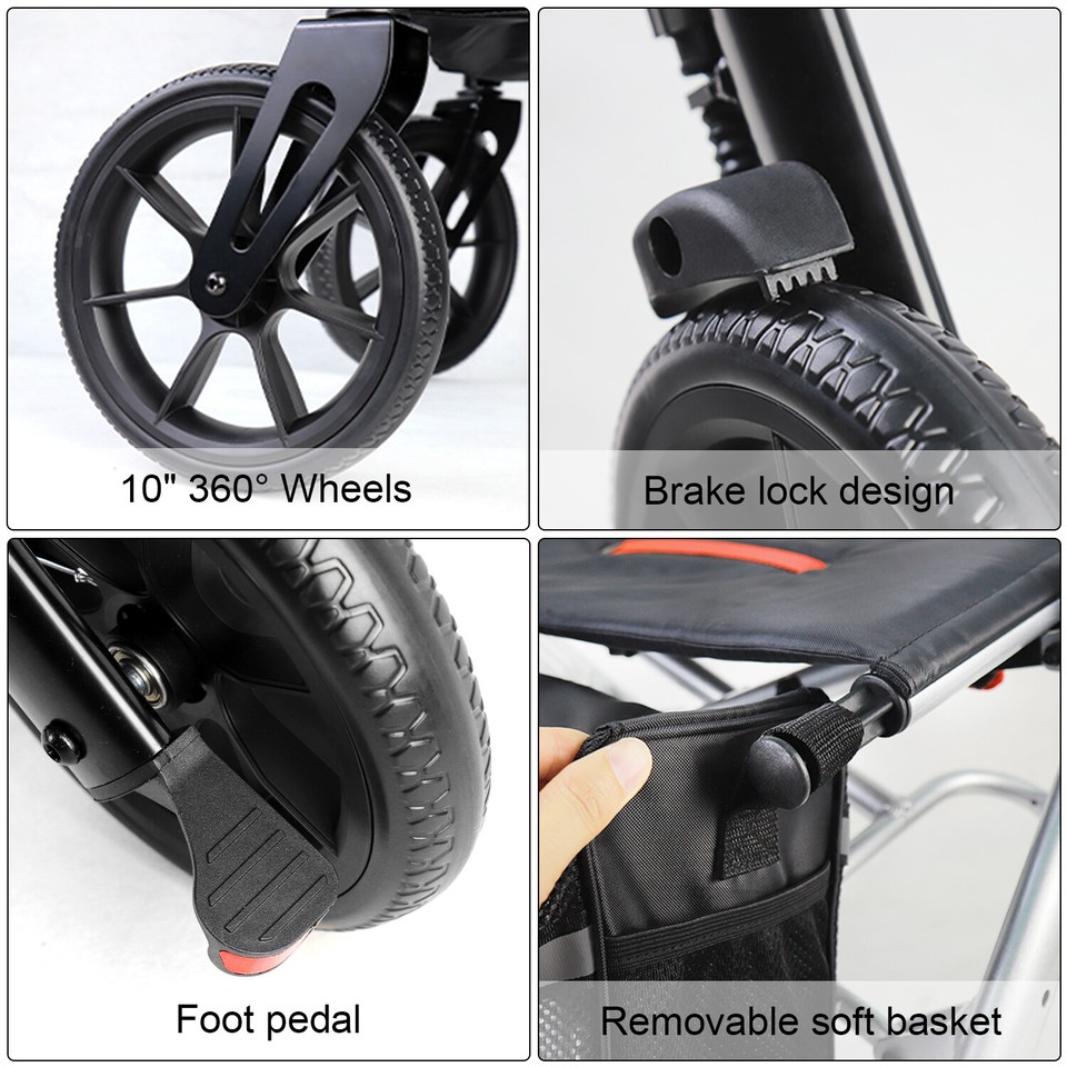 Walk Mate Rollator Pro Walker for Seniors Taller 5~7ft W/ Height ...