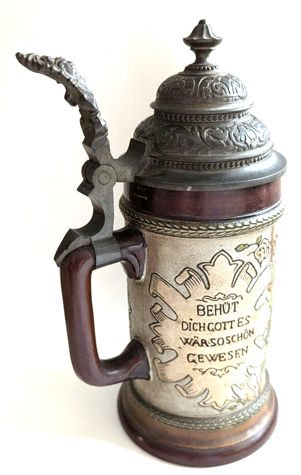 Antique German Beer Stein Hauber & Reuther Farewell Mold # 203 EUC apx ...