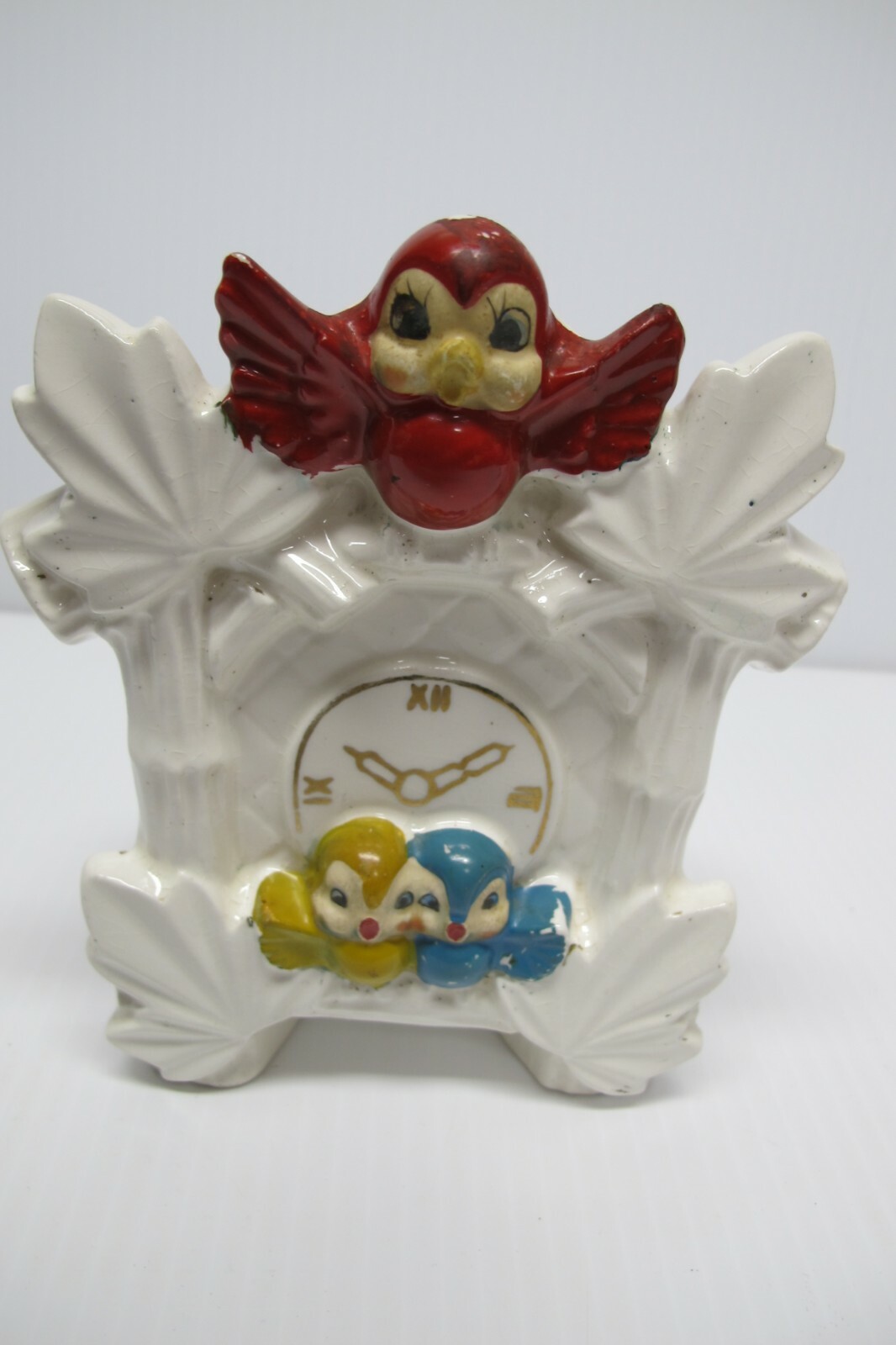 Vintage Ceramic Bird House Wall Pocket/Planter Clock~w/ 3 Baby Birds ...