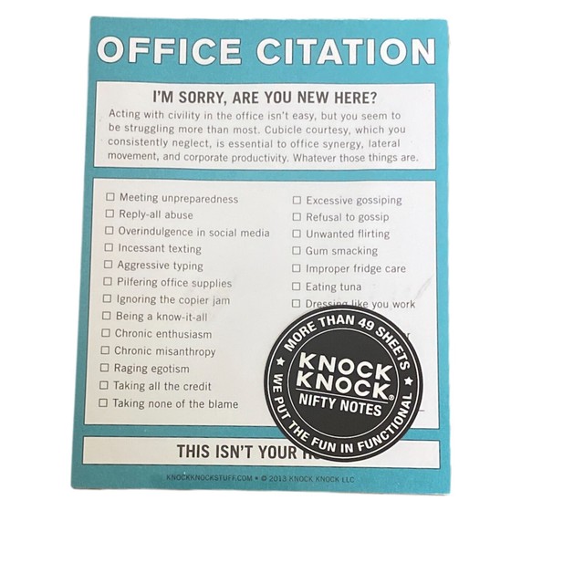 Knock Knock Nifty Note Office Citation Notepad 4 X 5.25 in 50 Sheets ...