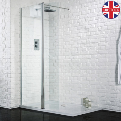 Wet Room Shower Screen Walk in Shower Enclosure + Tray With Glass ...