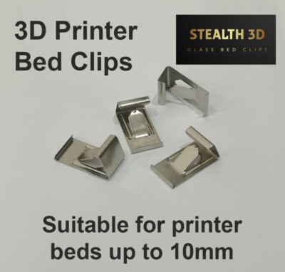3D Printer Bed Clips - Glass Bed/Heated Bed/Mirror Clips - Stealth 3D ...