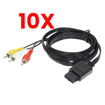 LOT 10 N64 SNES Gamecube 6FT RCA AV TV Audio Video Stereo Cable For ...