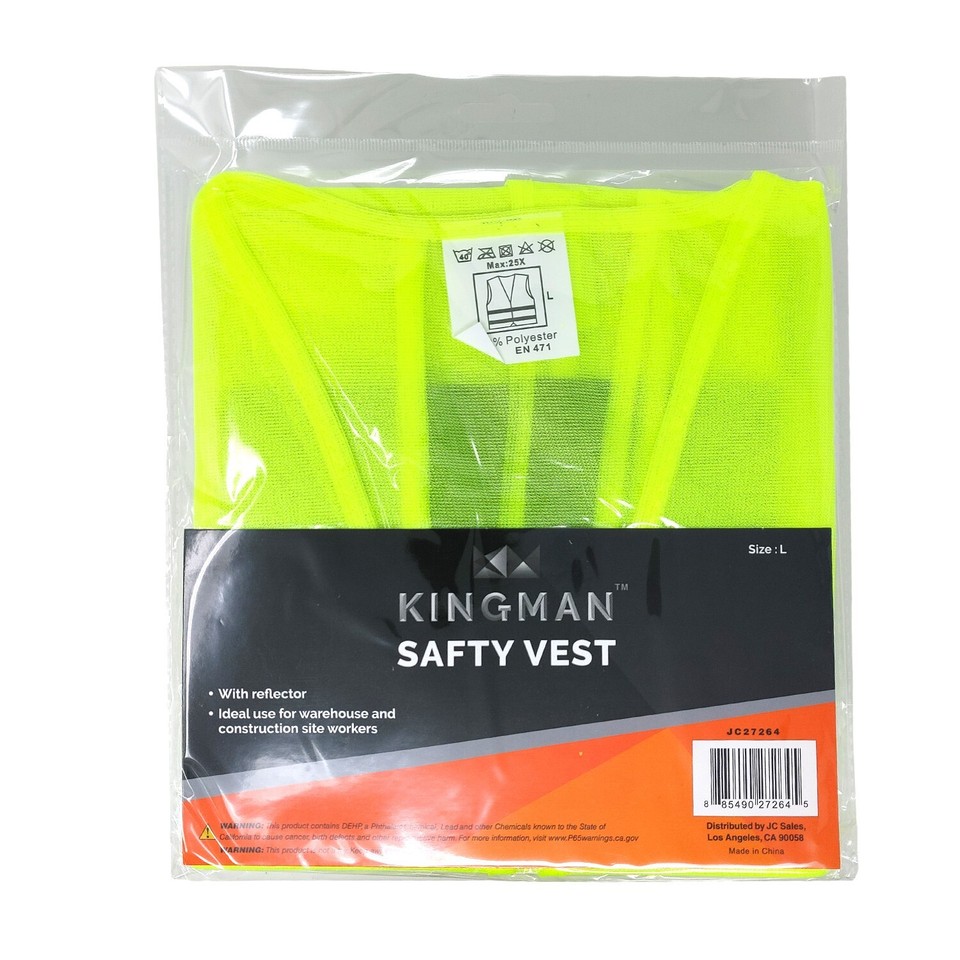 Large Neon Security Safety Vest High Visibility Reflective Stripes Work ...