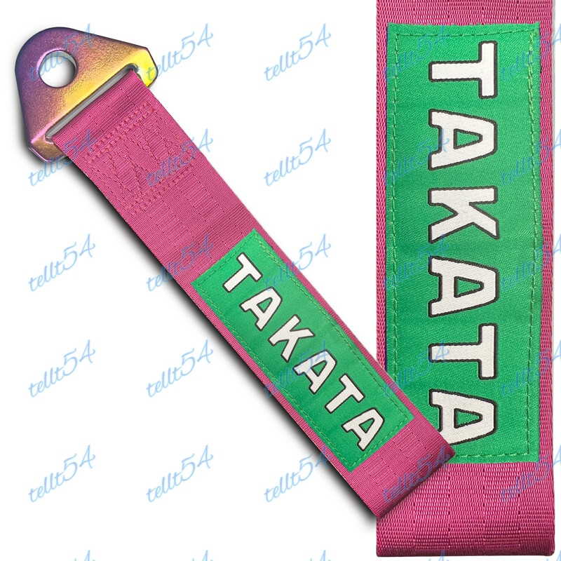 PINK / NEO CHROME TOW TOWING STRAP TAKATA RACING SPORTS HOOK LOOP HIGH ...