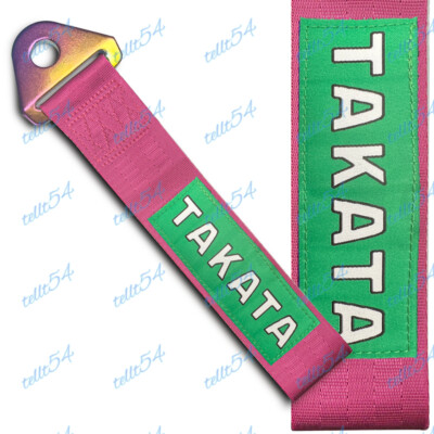 PINK / NEO CHROME TOW TOWING STRAP TAKATA RACING SPORTS HOOK LOOP HIGH ...