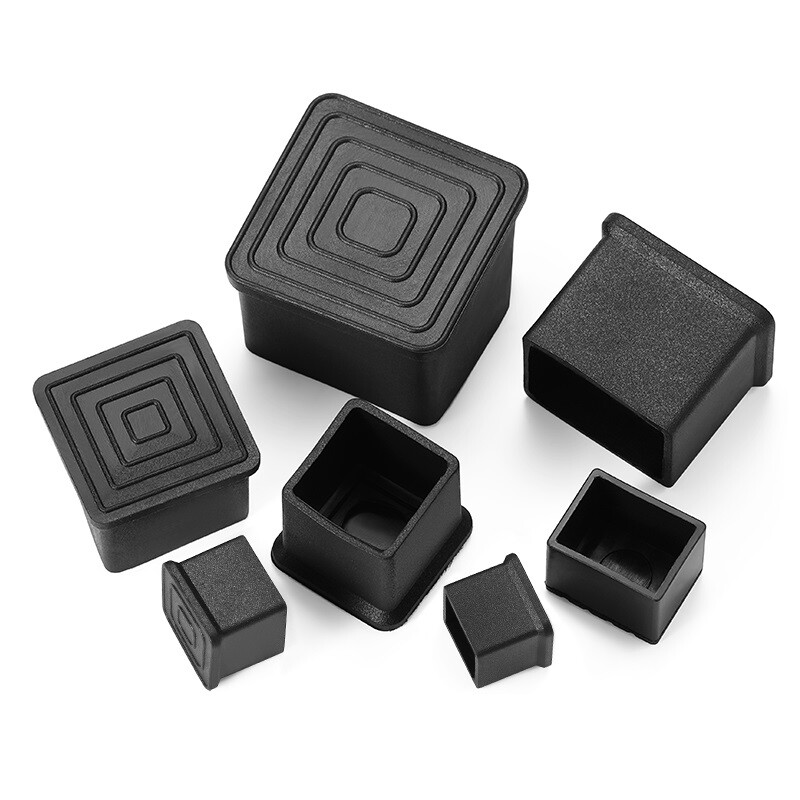 Square / Rectangular Plastic End Cap Black, PVC Soft Rubber Caps Tube ...