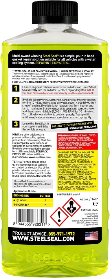 Steel Seal Blown Head Gasket Fix Repair Sealer - 6 Cylinder | eBay