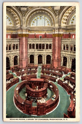 Washington DC Library of Congress Reading Room Vintage Postcard | eBay