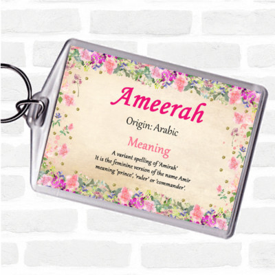 Ameerah Name Meaning Bag Tag Keychain Keyring Floral | eBay UK