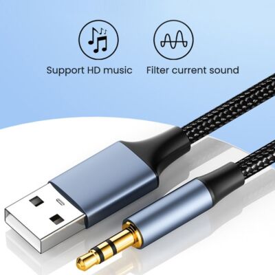 USB A to 3.5 Jack Adapter Wire USB to 3.5mm Aux Line Male to Male Audio ...