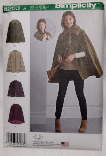 Simplicity Pattern 8263 Capes Capelets Misses Sizes XSM SM Med LG ...