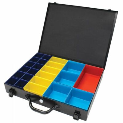 HRD METAL STORAGE CASE 483x342x70mm 23-Removable Trays, Dual Locking ...