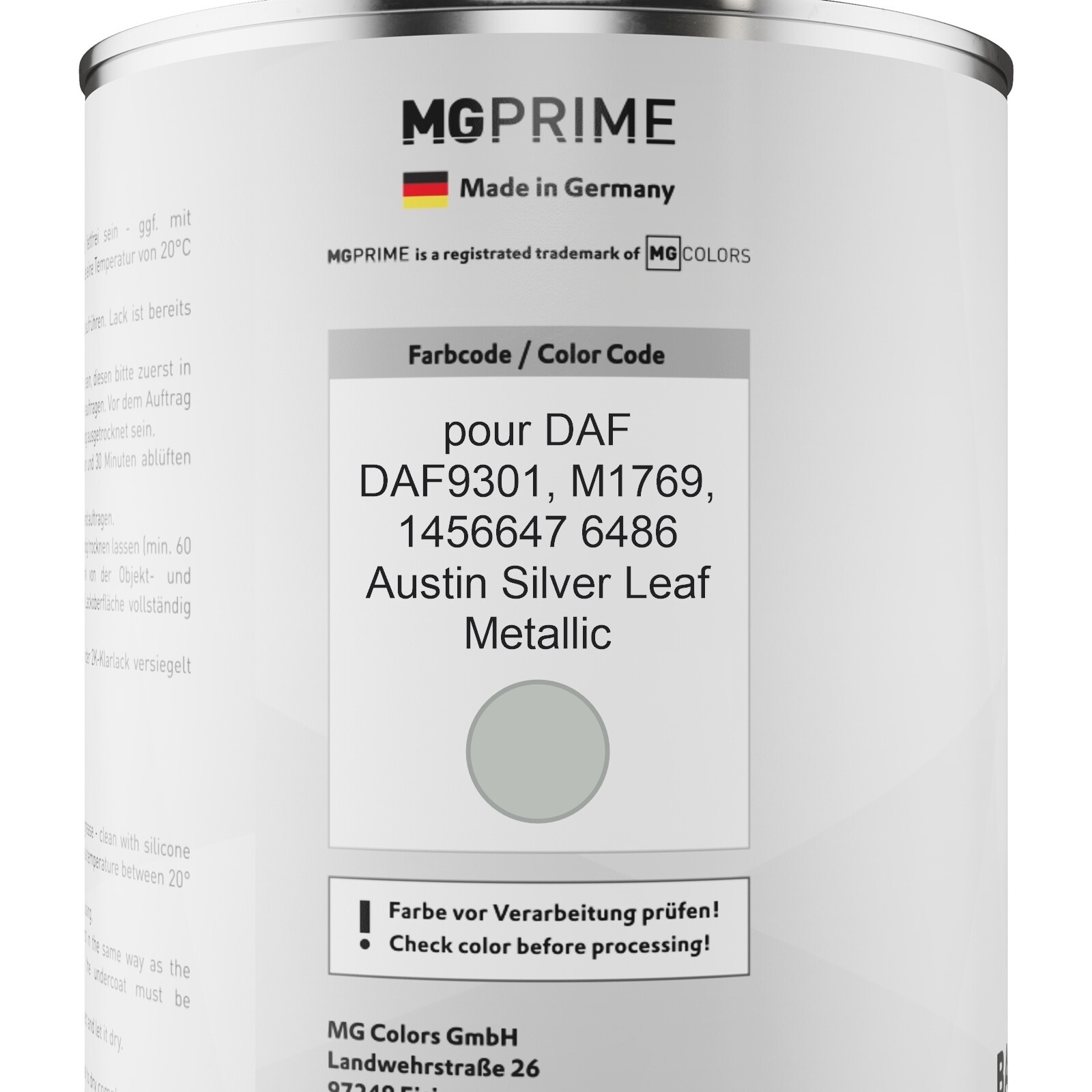 Peinture Voiture pot pour DAF DAF9301 Austin Silver Leaf Metallic 1,0l ...
