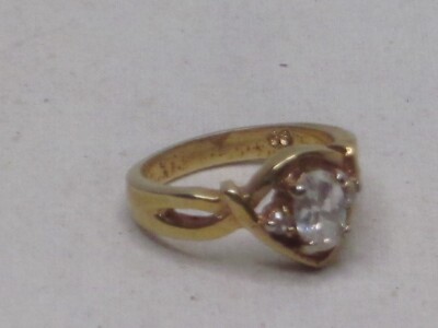 vintage fashion jewelry gold-tone engagement ring marked SR size US 6 ...