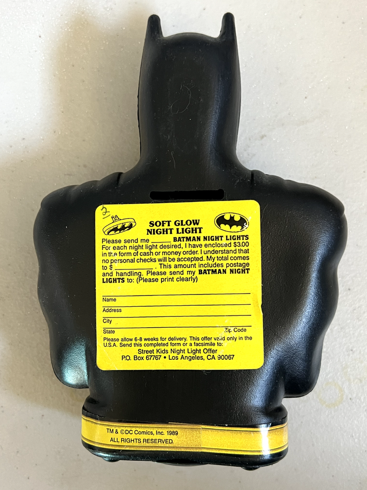 Batman Movie 7" Plastic Coin Bank DC Comics Michael Keaton Cereal 1989 ...