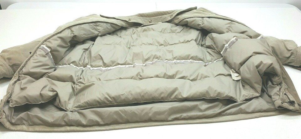 VTG Sears Fieldmaster Coat Jacket Parka Men Large Beige Khaki DOWN ...