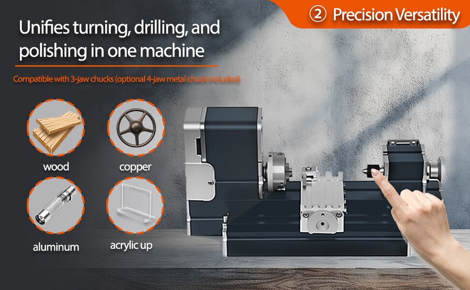 36W 20,000RPM mini All-metal Didactical lathe machine for woodworking ...