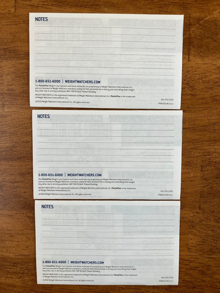 Weight Watchers Paper Trackers Weekly Journal -3-Points Plus- NEW! | eBay