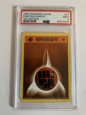 Pokemon 1999 Fighting Energy PSA 9 #97/102 Base Set Shadowless Mint 1st ...
