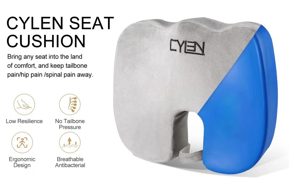 CYLEN Home Office Seat Cushion - Comfort Memory Foam Chair Cushion with ...
