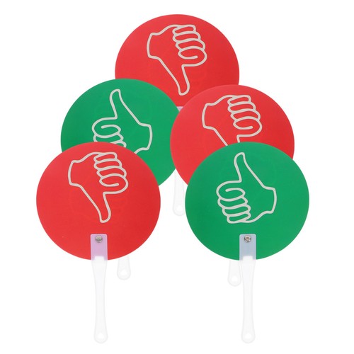5 Pcs Game Judging Board Hand Held Signs on Stick Green Red Thumbs ...