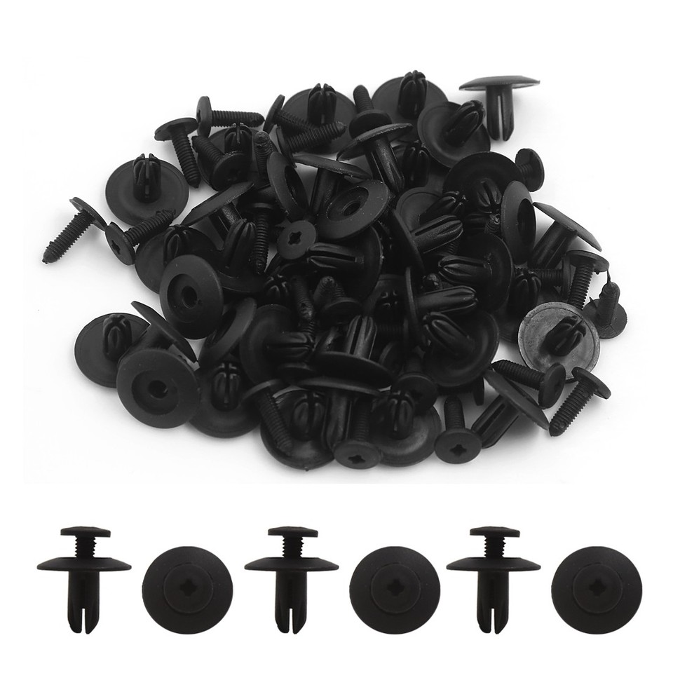 40pcs 6mm Hole Black Plastic Expanding Rivets Push Clip for Car Door ...