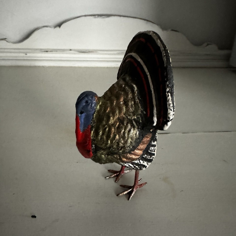 Vintage Plaster Chalk Wire Leg Turkey Thanksgiving Decor 5" | eBay