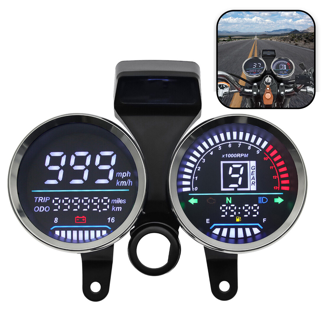 Dual Odometer Speedometer Gauge Universal Motorcycle Test Daytona
