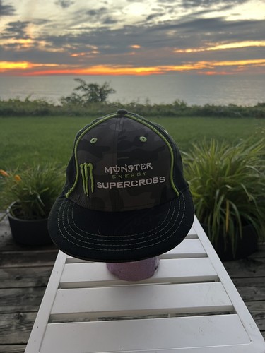 Monster Energy Supercross Hat/ Cap Embroidered Logo CamoBlk/Green one ...