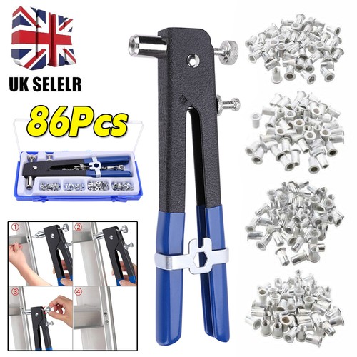 86Pcs Threaded Nut Riveter Gun M3 - M8 Insert Tool Riveter Rivnut ...