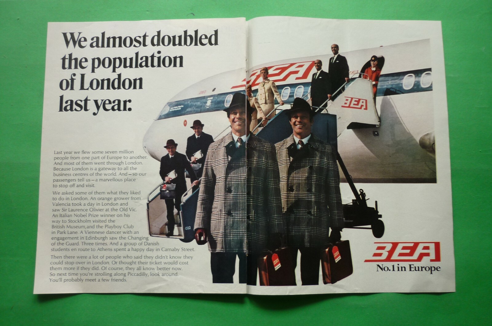 British Bea Airline Airways Publicité 1 Page D'Origine 1969 N.1 en ...