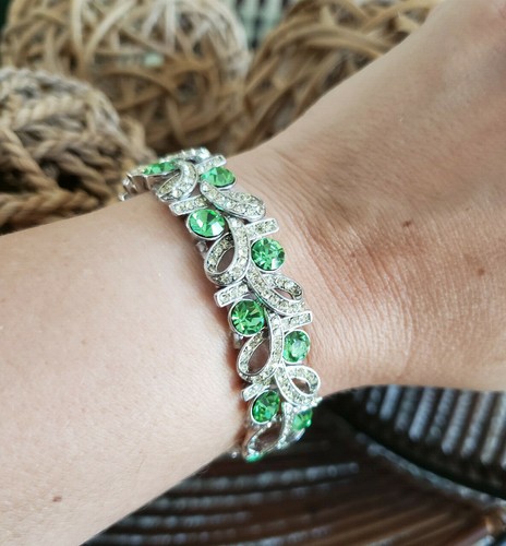 Ribbons Sparkling Genuine Green Austrian Crystal Rhinestones Stretch ...