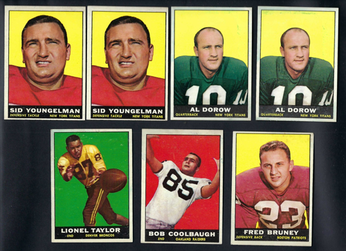 1961 TOPPS FOOTBALL CARD LOT X 7 GREAT SHAPE..BEAUTIFUL CORNERS ETC | eBay