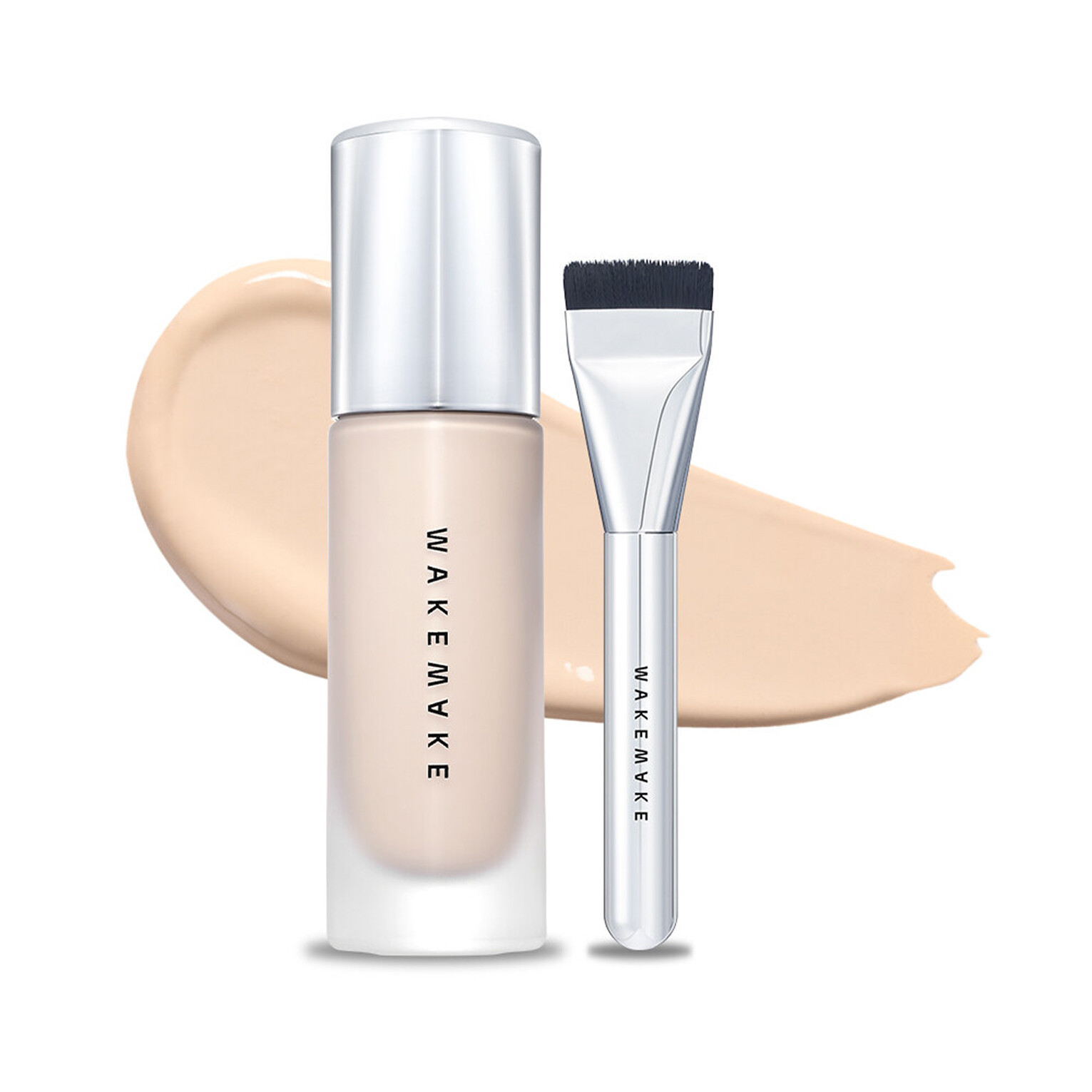 WAKEMAKE Water Velvet Cover Foundation 30ml Spatula Brush Gift 5colors K-Beauty | eBay