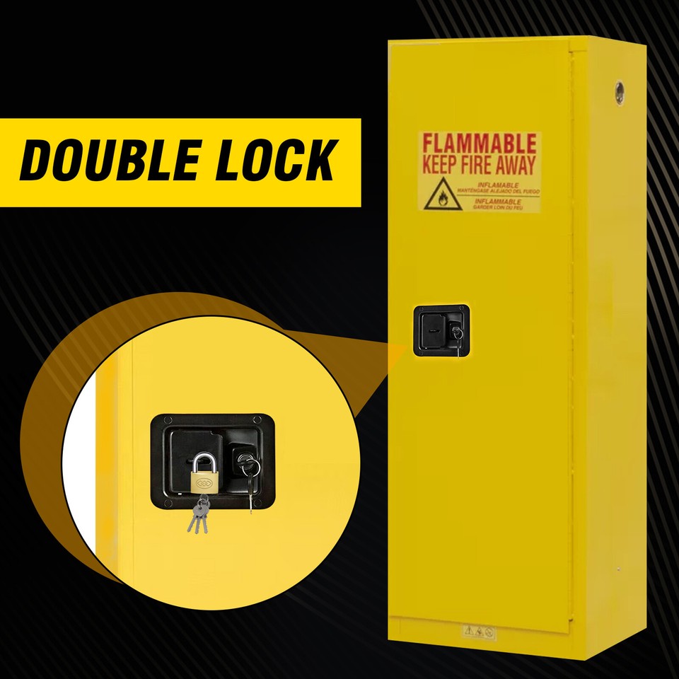 16 Gallon Fireproof Safety Storage Cabinet Durable Flammable Welded Bin ...