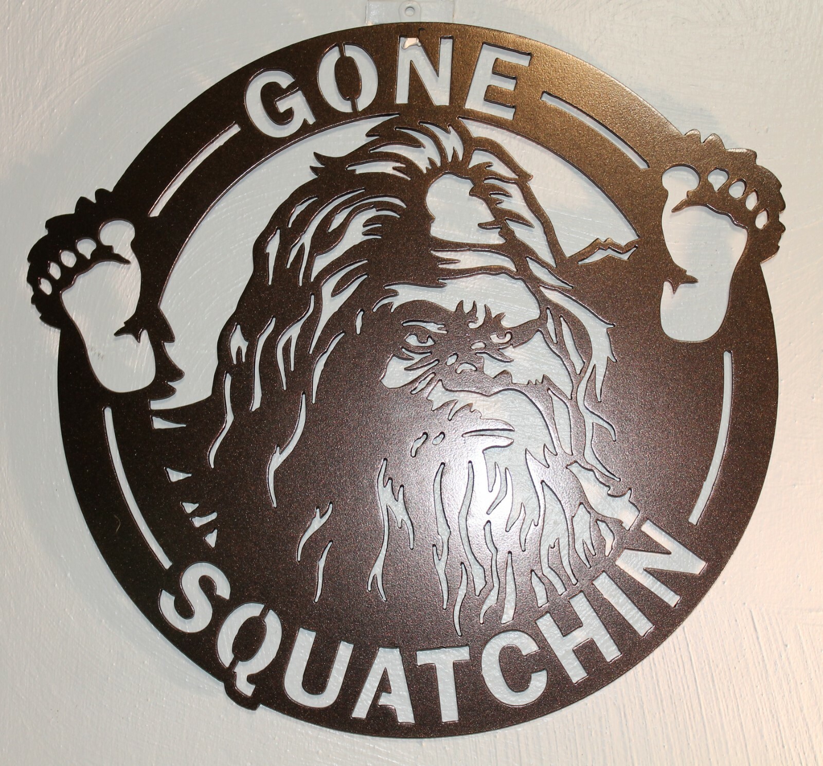 Bigfoot GONE SQUATCHIN Sasquatch Metal Sign w Big Foot Prints Wall Art ...