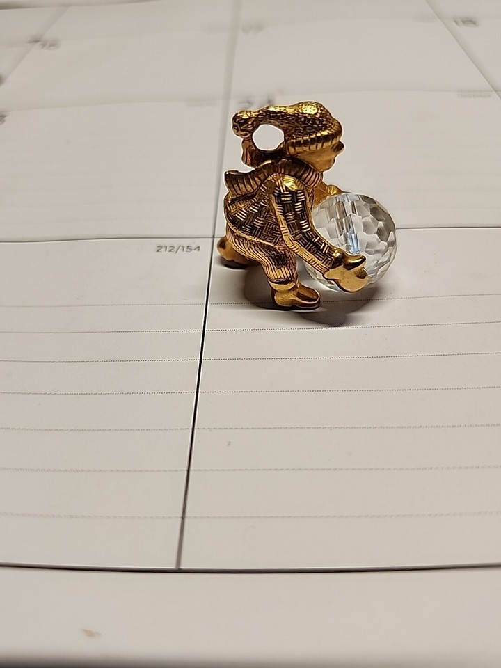 Swarovski--Boy Rolling Snowball Gold Tone & Crystal Figurine/Pendant | eBay